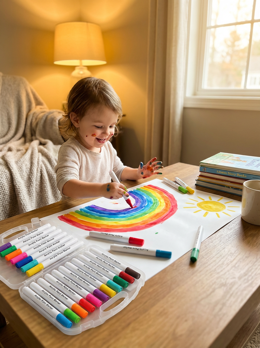 24-Piece Acrylic Paint Marker Set - Vibrant Permanent Pens for Canvas ...