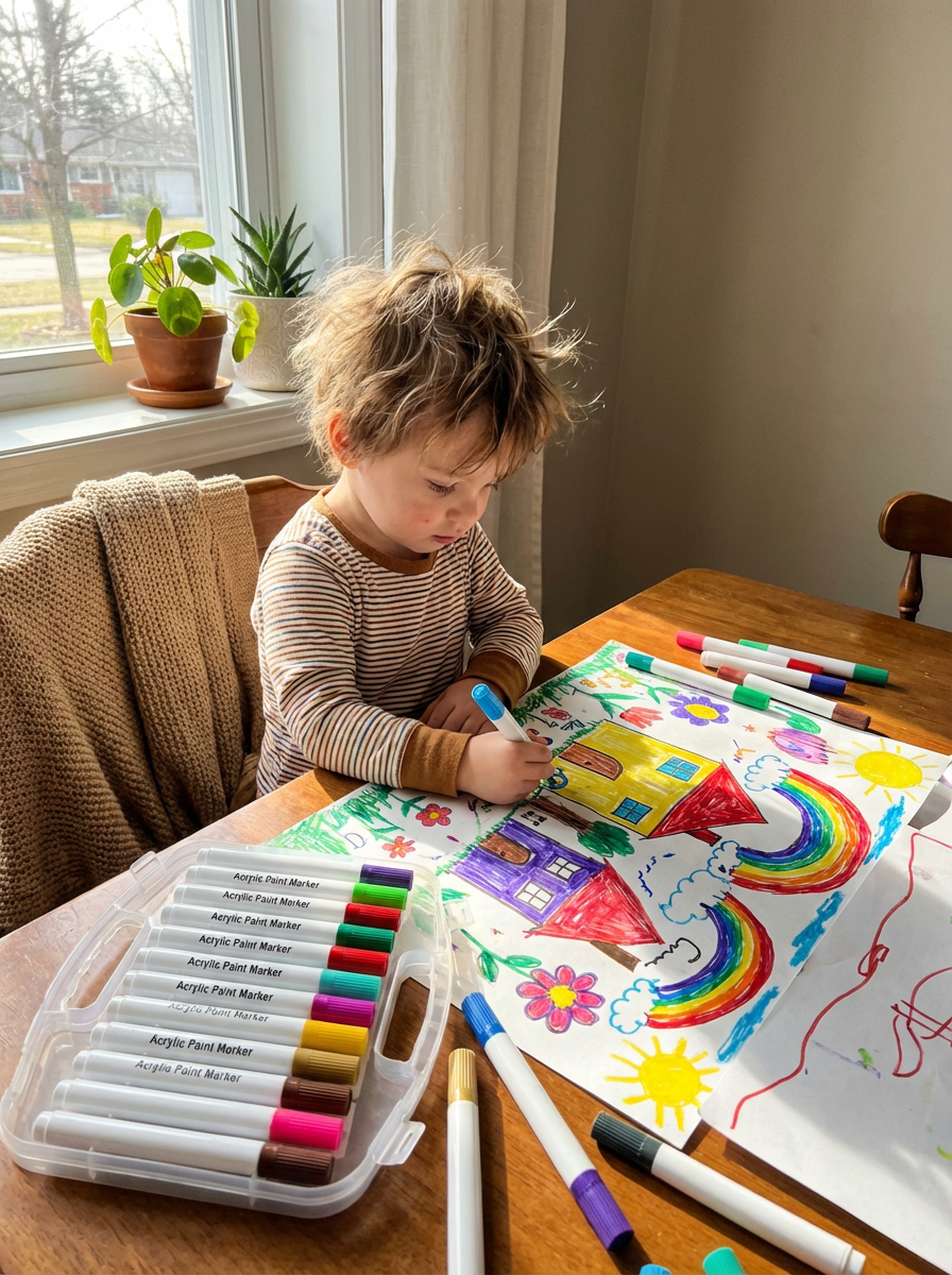 24-Piece Acrylic Paint Marker Set - Vibrant Permanent Pens for Canvas ...